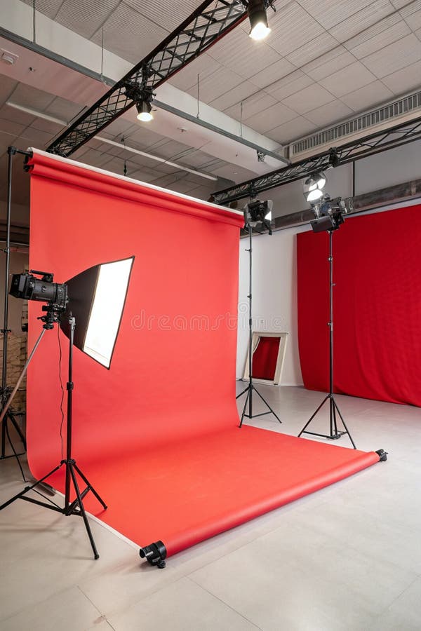 Red Studio Background with Product Display Space Stock Illustration ...