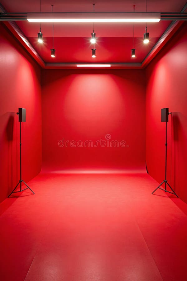 Empty Red Studio Room, Used As Background for Product Display Stock ...