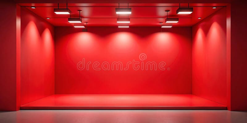 Empty Red Studio Room, Used As Background for Product Display Stock ...