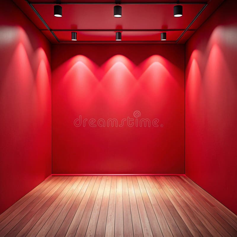 Empty Red Studio Room, Used As Background for Product Display Stock ...
