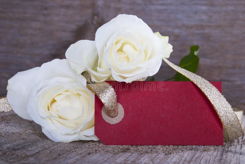 Empty Red Tag with Roses stock image. Image of background - 36697905