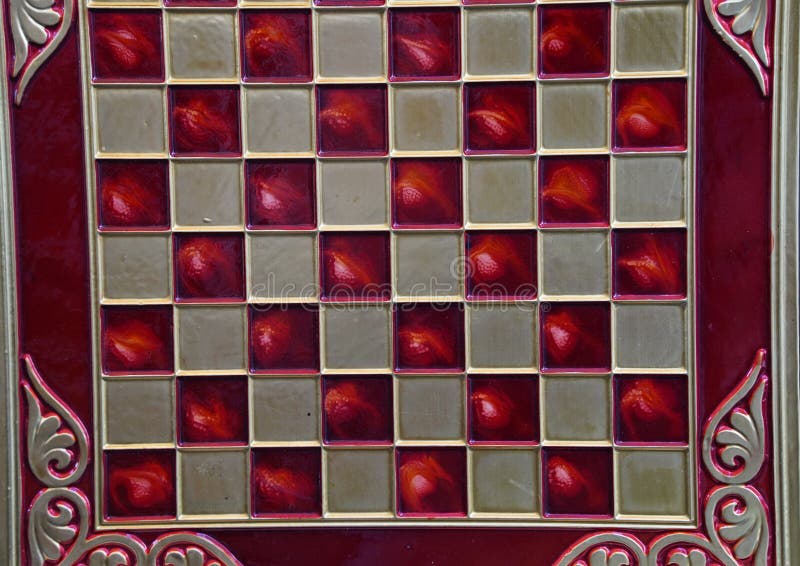 Empty Red and White Vintage Chess Board at Gift Shop Stock Illustration ...