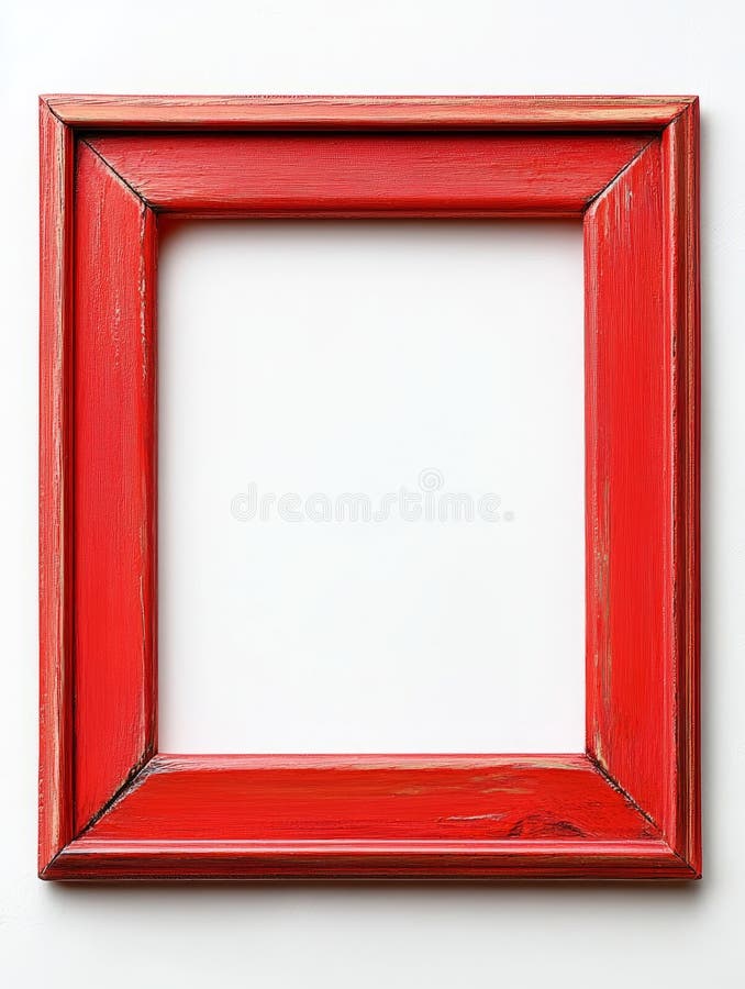 Empty Red Wooden Frame on White Background. Stock Image - Image of ...
