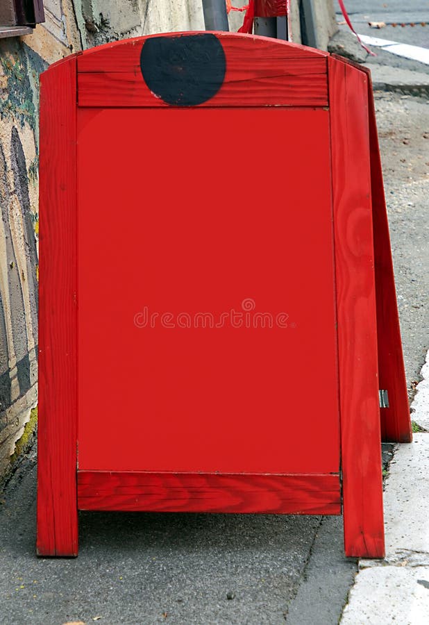 Empty Red Wooden Stand on Street with Copy Space Stock Photo - Image of ...