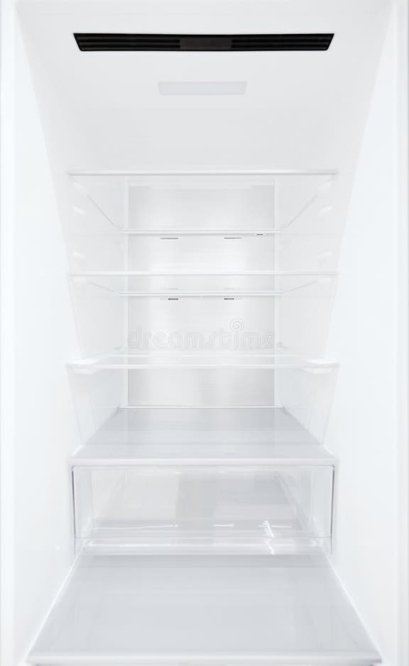 An Empty Refrigerator. Inside an Empty, Clean Refrigerator, a Refrigerator Compartment after ...