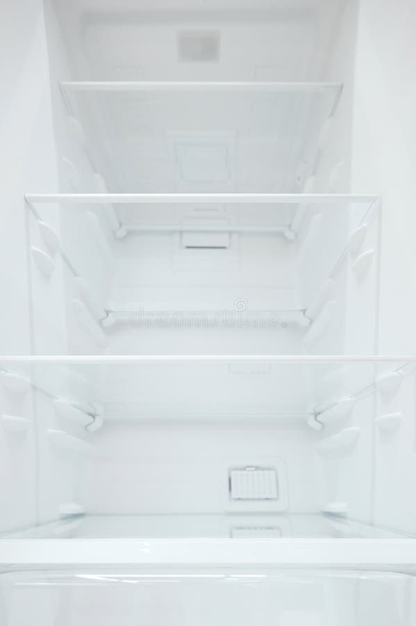 An Empty Refrigerator. Inside an Empty, Clean Refrigerator, a ...