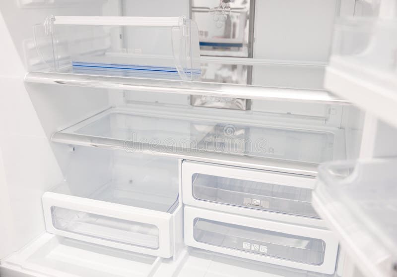 An Empty Refrigerator. Inside an Empty, Clean Refrigerator, a ...