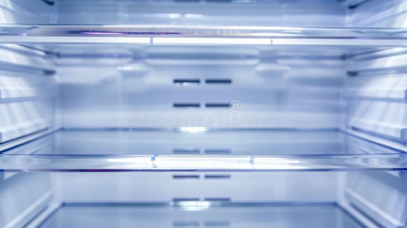 Empty Refrigerator Shelves with LED Lighting. Generative Ai Stock ...