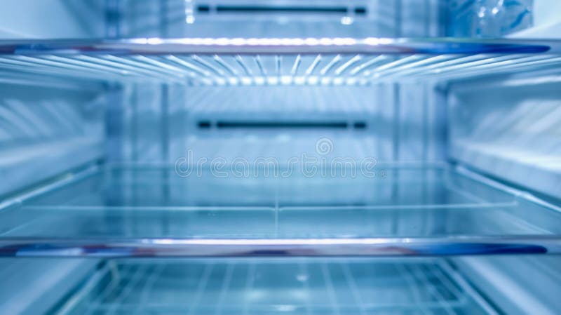 Empty Refrigerator Shelves with LED Lighting. Generative Ai Stock ...