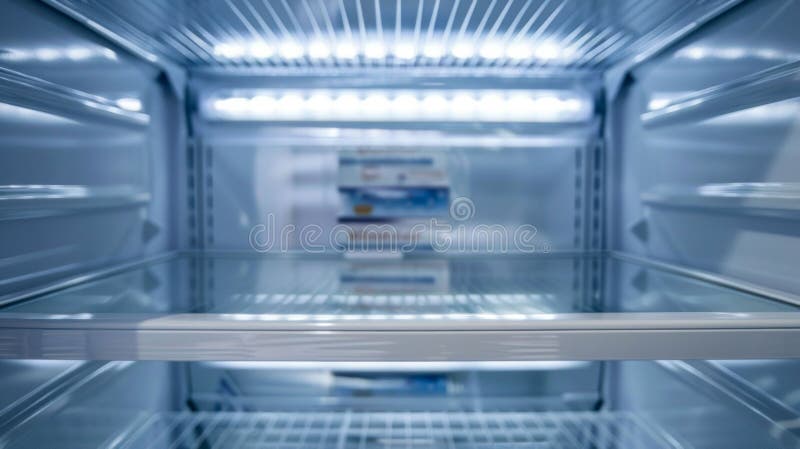 Empty Refrigerator Shelves with LED Lighting. Generative Ai Stock ...