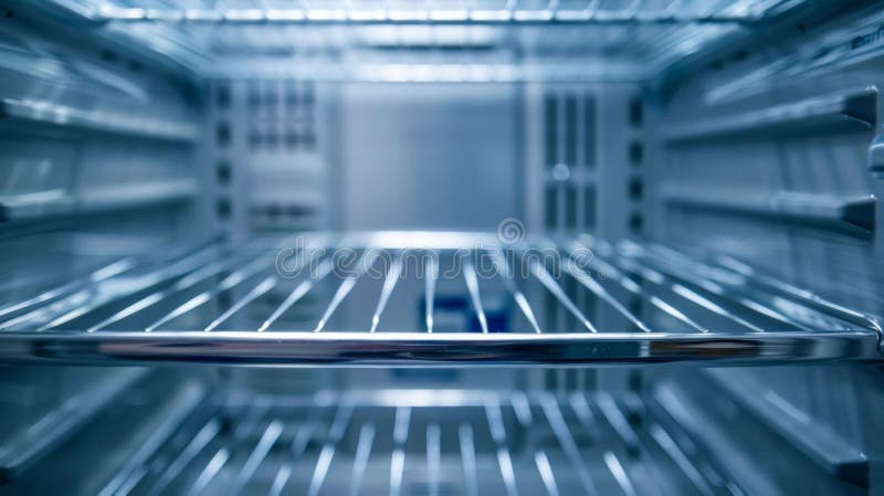 Empty Refrigerator Shelves with LED Lighting. Generative Ai Stock ...