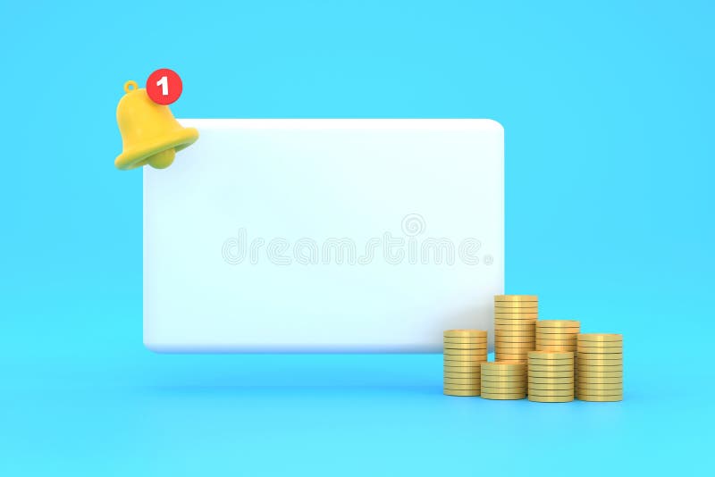 Empty Reminder Pop Up, Notification Bell Icon with Coins Stock ...