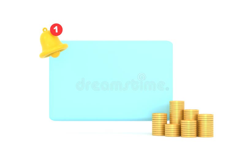 Empty Reminder Pop Up, Notification Bell Icon with Coins Stock ...