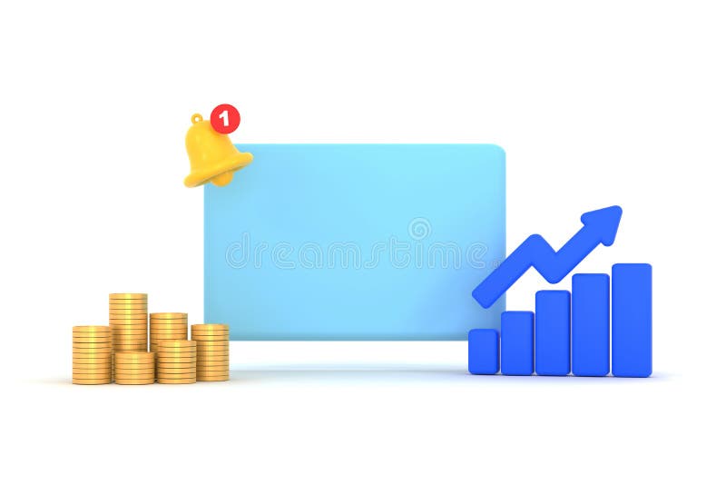 Empty Reminder Pop Up, Notification Bell Icon with Graph and Coins ...