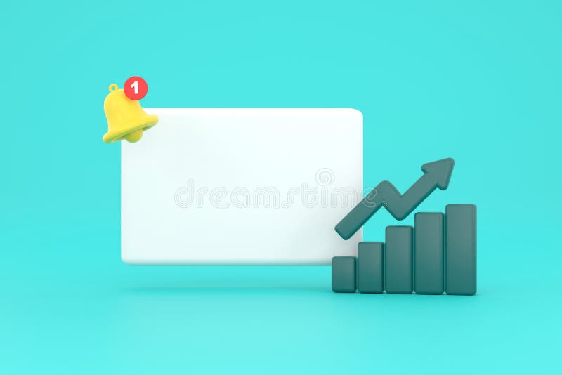 Empty Reminder Pop Up, Notification Bell Icon with Graph Stock ...