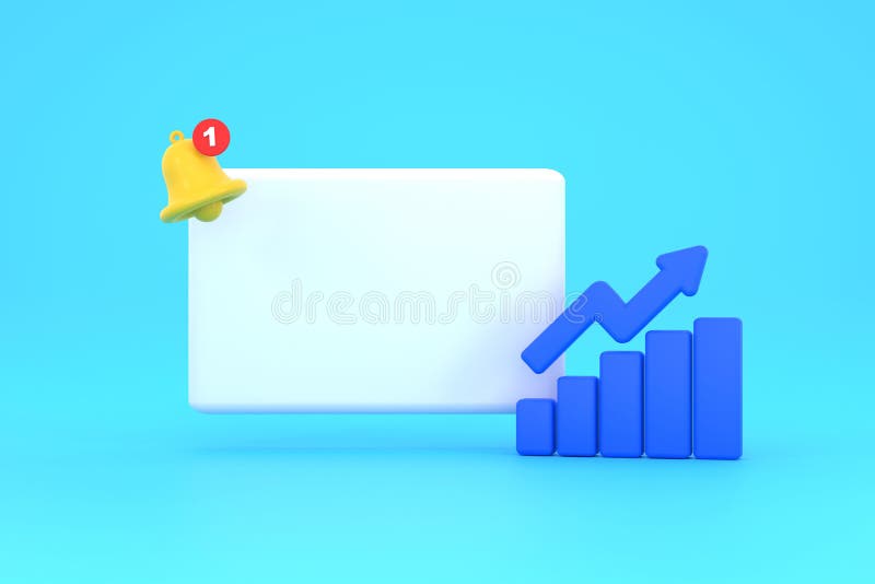 Empty Reminder Pop Up, Notification Bell Icon with Graph Stock ...