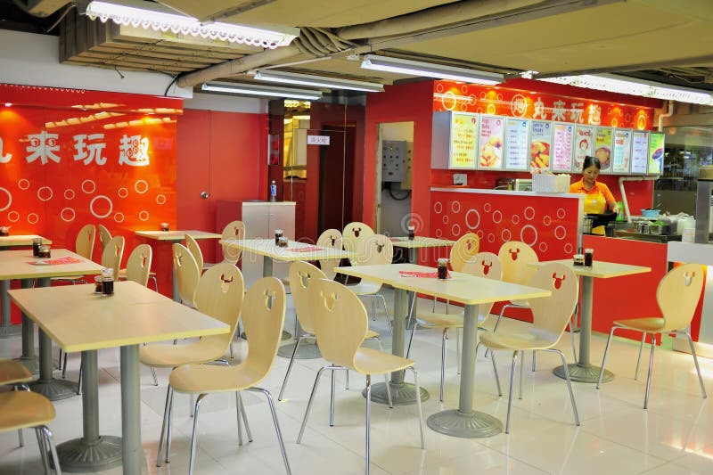 Empty Restaurant in Rustic Building, Open Kitchen and Bar with Organic ...