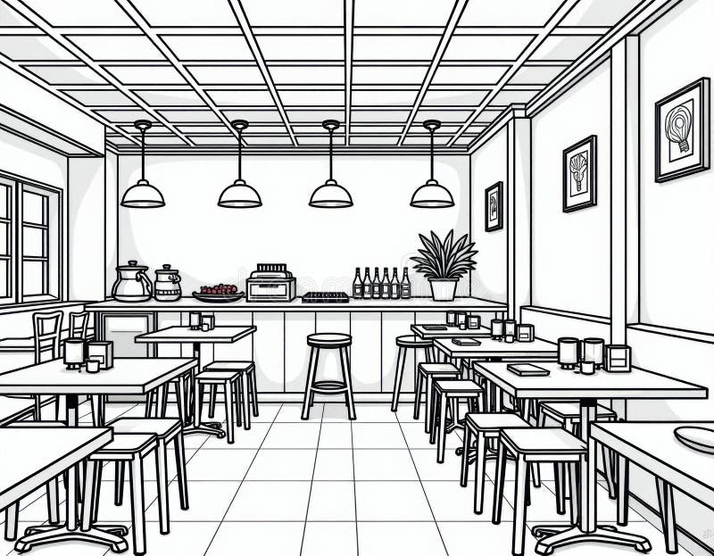 Restaurant Interior Drawing Stock Illustrations – 6,930 Restaurant Interior Drawing Stock ...