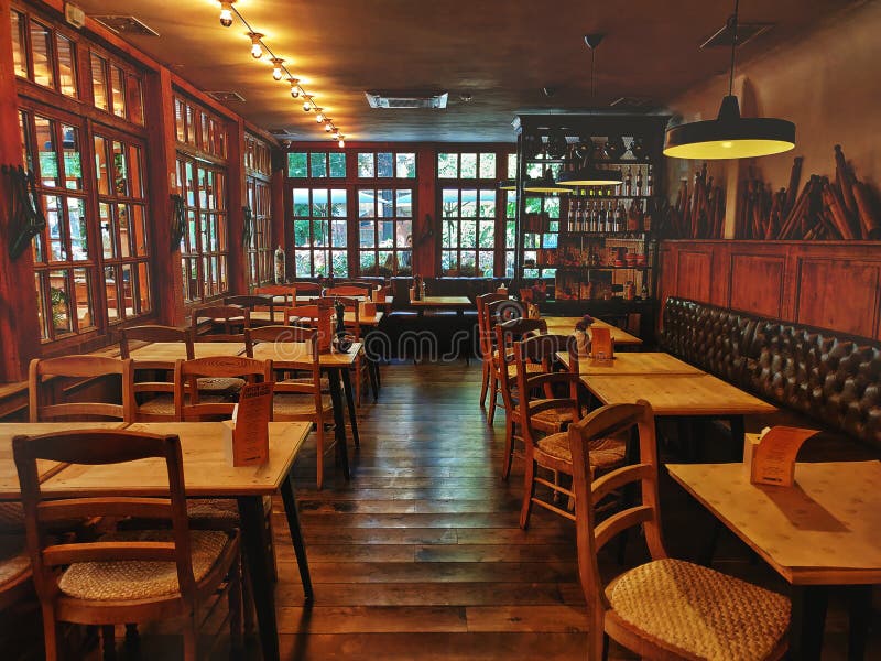 Empty Restaurant interior stock image. Image of beautiful - 180138933