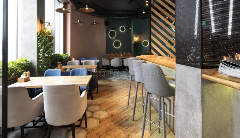 Empty Restaurant Interior While Coronavirus Pandemic, No People Stock ...