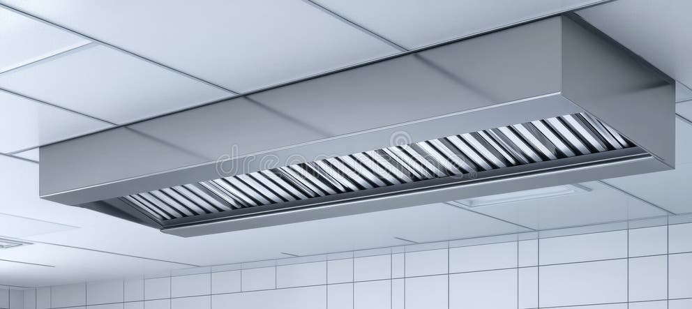 Empty Restaurant Kitchen with Stainless Steel Extractor Ventilation ...