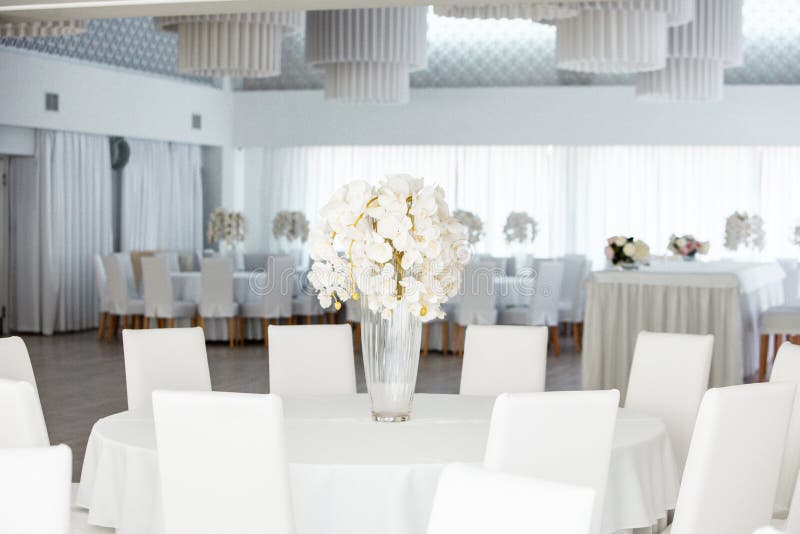 Empty Restaurant Luxury Interior. Stock Image - Image of drink, dish ...