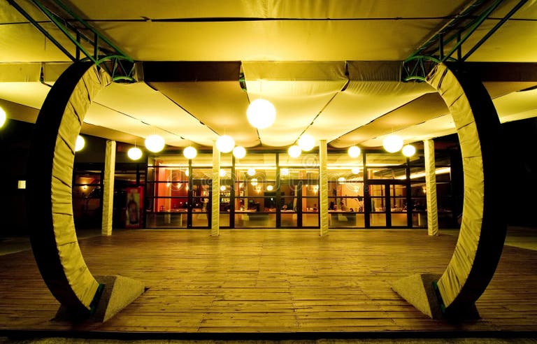 Empty restaurant at night stock image. Image of glow, illumination ...