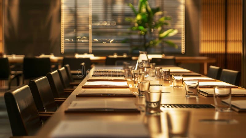 Empty Restaurant Table with Glasses Stock Photo - Image of long ...