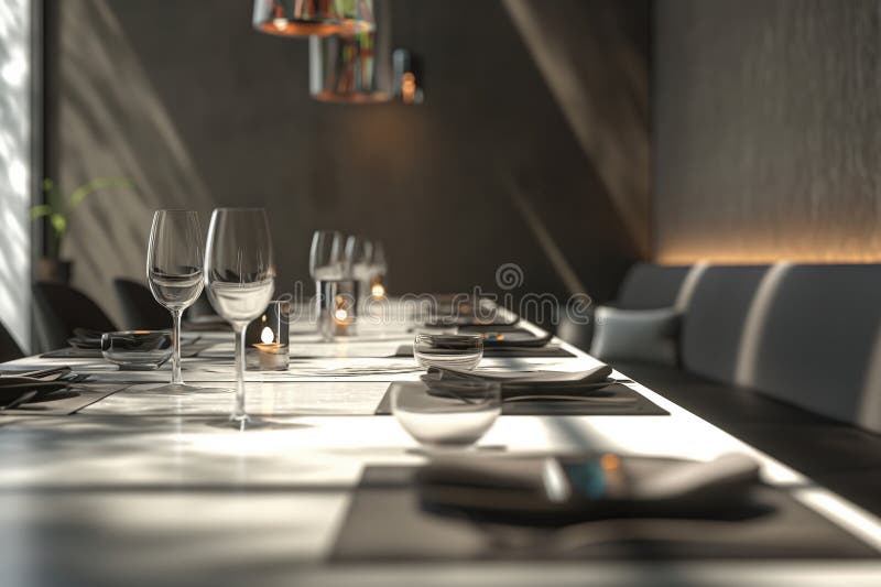 Empty Restaurant Table Setting for Dinner Party in Minimalist Style ...