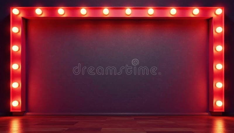 Empty Retro Marquee Sign Frame, Glowing Bulbs, Graphic, Texture Stock ...
