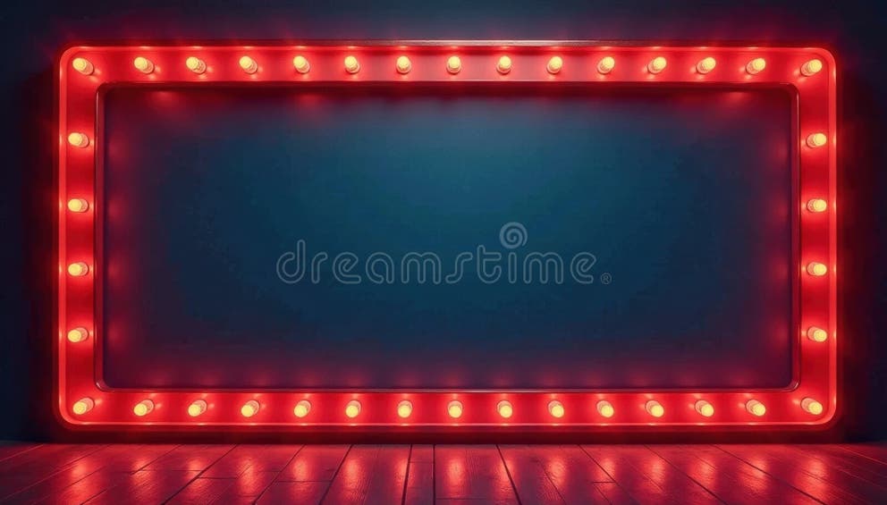 Empty Retro Marquee Sign Frame, Glowing Bulbs, Sparkle, Glitter Stock ...