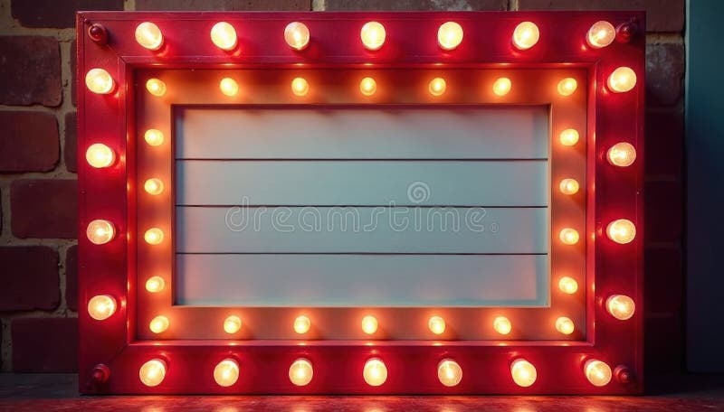 Empty Retro Marquee Sign Frame, Glowing Bulbs, Stage, Old, Style Stock ...