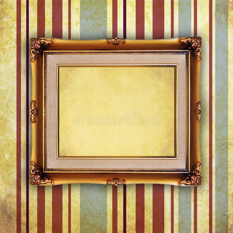 Empty Retro Picture Frame on Old Wall Stock Illustration - Illustration ...