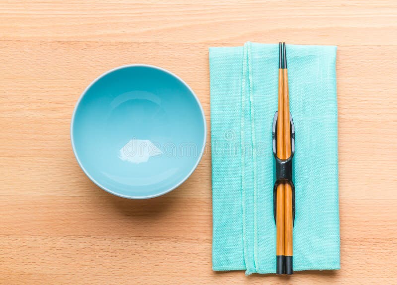 Empty Rice Bowl with Bamboo Chopsticks Stock Photo - Image of ceramic ...
