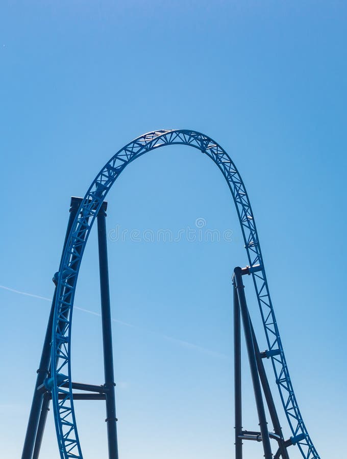 Empty Ride Roller Coaster on Sky Background in Amusement Park Editorial ...