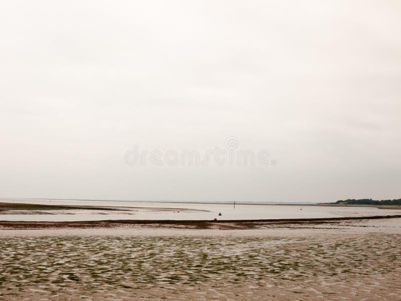 An Empty River Overcast Day Beach Mud Seaweed Stock Photo - Image of ...