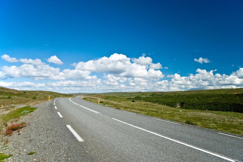 Empty Road with a Beautiful Blue Sky in Horizon Stock Image - Image of ...