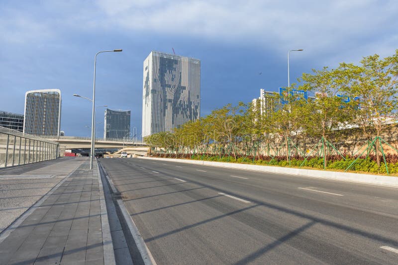 Empty Road with Building in Guangzhou China Stock Image - Image of road ...