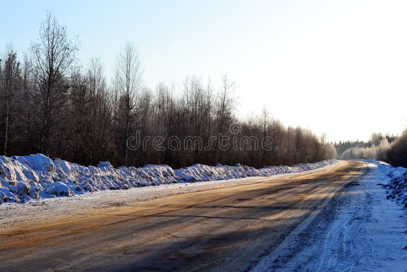 Empty Road in Country, Russia, Winter. Stock Photo - Image of snow ...