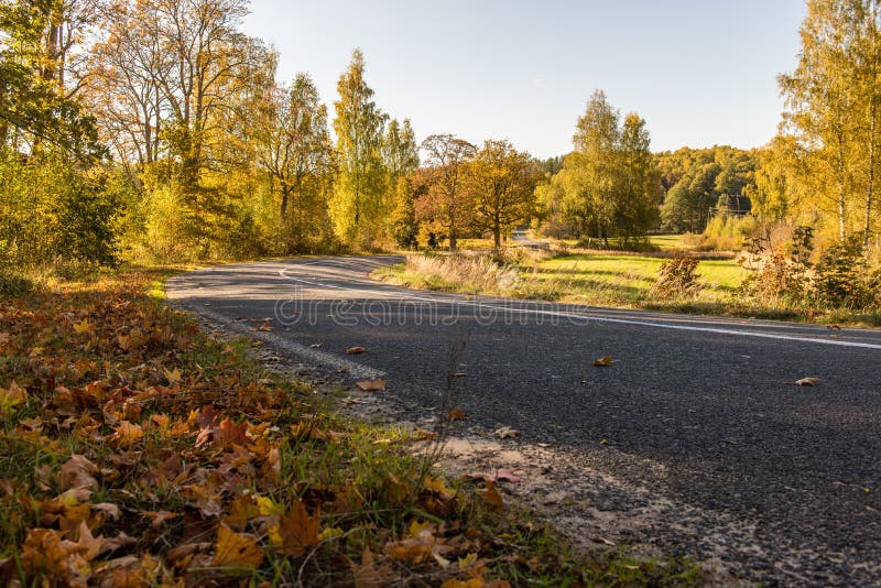 Empty Road in the Countryside in Autumn Stock Image - Image of asphalt ...
