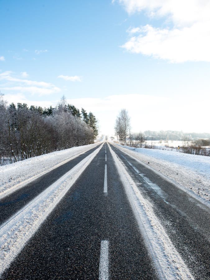 Empty Road in the Countryside in Winter Stock Photo - Image of tourism ...