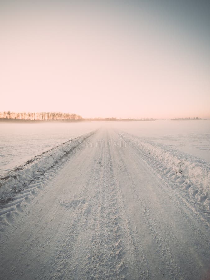 Empty Road in the Countryside in Winter - Vintage Effect Stock Photo ...