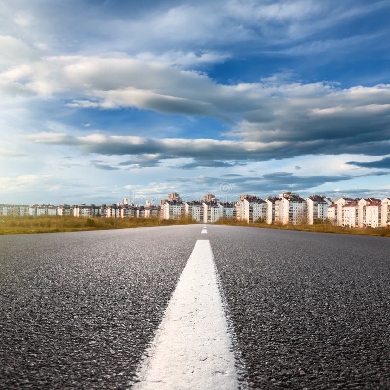 Empty Road. Entry into the City at Sunny Day Stock Image - Image of ...