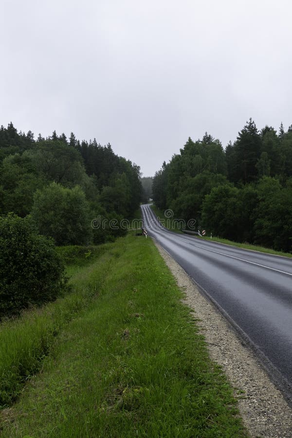 Empty Road, Forest and Sky, View of Rural Road Stock Image - Image of ...