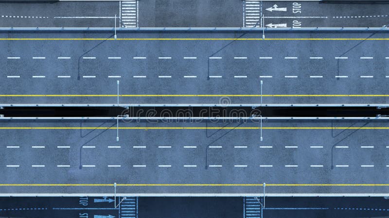 Empty Road Freeway Top View 3d Render Image Stock Illustration ...