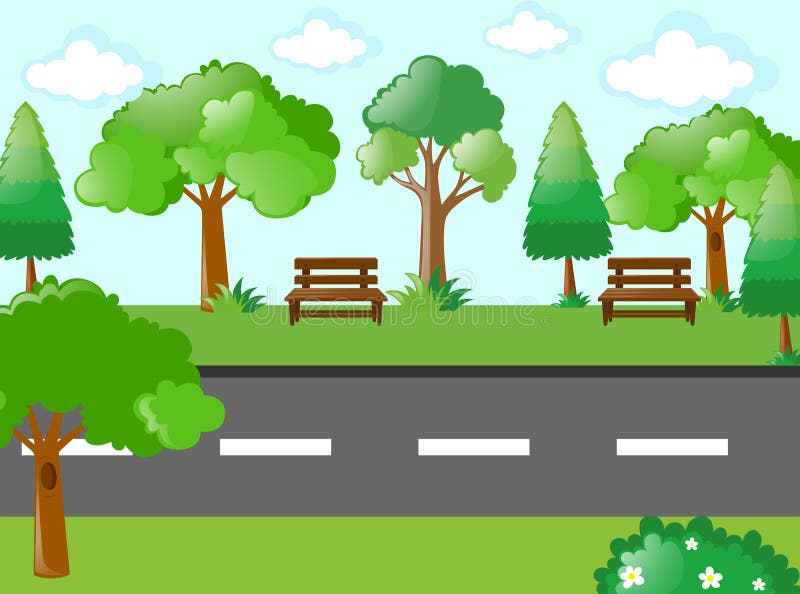Empty Road through the Garden Stock Vector - Illustration of clip, road ...