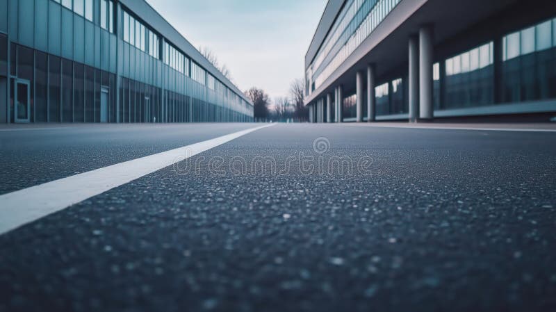 Modern Urban Architecture with Empty Road Perspective Stock Photo ...