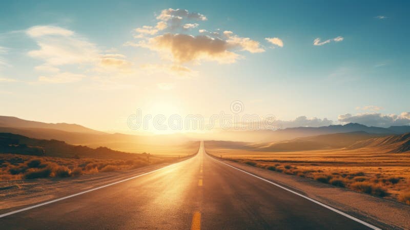 Empty Road in the Middle of the Desert, Perfect for Travel Blogs Stock ...