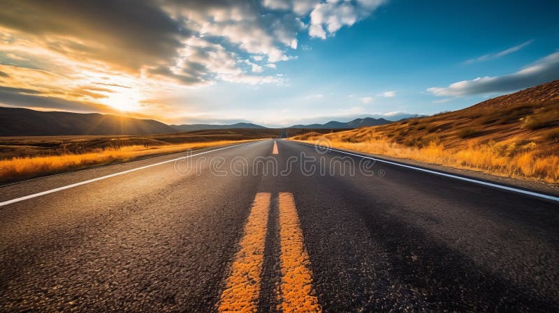 Empty Road at Nature Landscape Abstract Background. Generative AI Stock ...