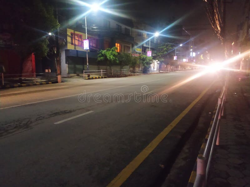 Empty road at night stock image. Image of evening, night - 187063221